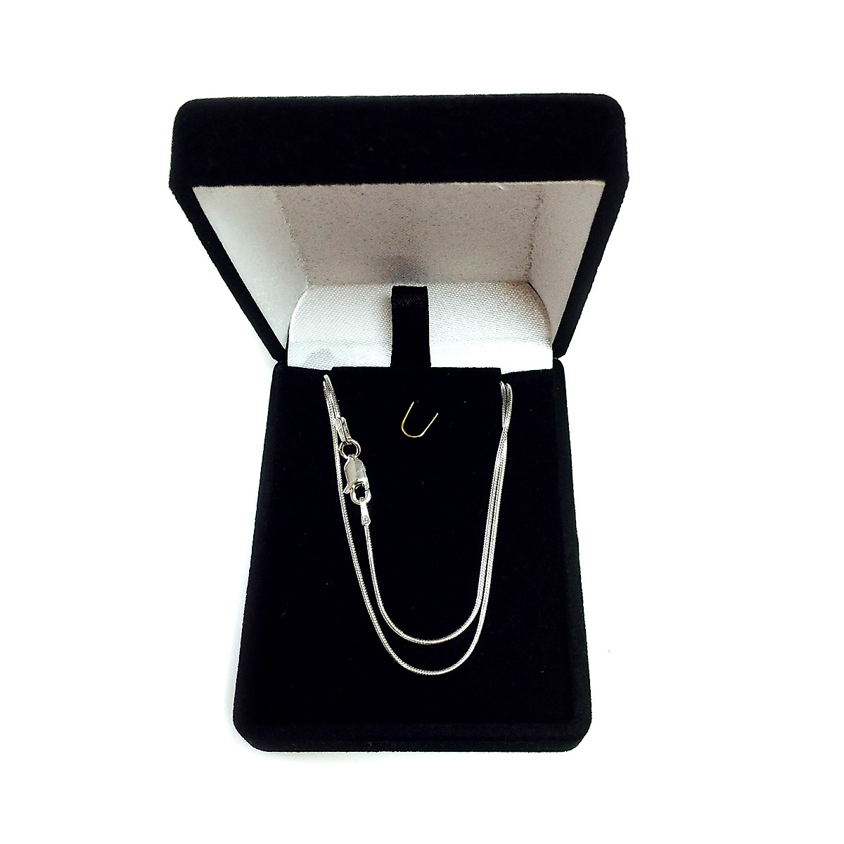 Sterling Silver Rhodium Plated Round Snake Chain Necklace, 1.1mm, 16"