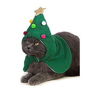 Coomour Dog Chirstmas Tree Costume Funny Santa Hat Puppy Warm Cape Cat Christmas Party Cosplay Hats (S)
