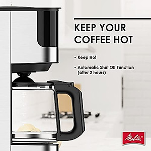 Melitta Aroma Tocco Glass Drip Coffee Maker | Programmable Coffee Machine | Glass Carafe Coffee Pot | 10 Cup Coffee Maker | Glass Touch Control Panel | Stainless Steel accented Coffee Maker