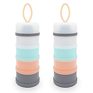 LADISO Baby Formula Dispenser, Formula Container, Portable Milk Powder Container, Non-Spill Stackable Baby Snack Storage Container, Baby Feeding Travel Storage Container, BPA Free, 4 Layers 2 Packs