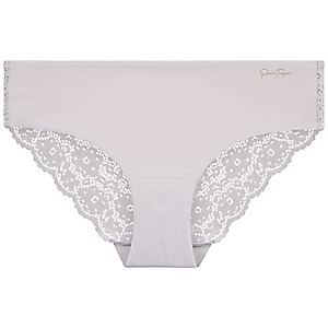 Jessica Simpson Women's Underwear - Microfiber Hipster Briefs (5 Pack), Size Large, Gardenia/Pearl Blush/Rain/Black