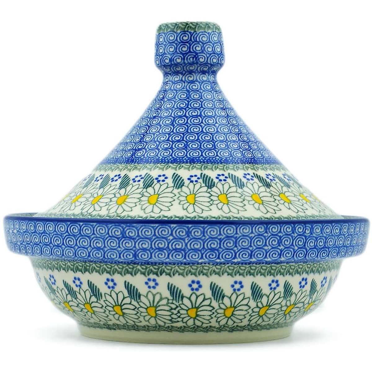 Authentic Polish Pottery Tagine Pot in Crazy Daisy Design Handmade in Bolesławiec Poland by Ceramika Artystyczna + Certificate of Authenticity