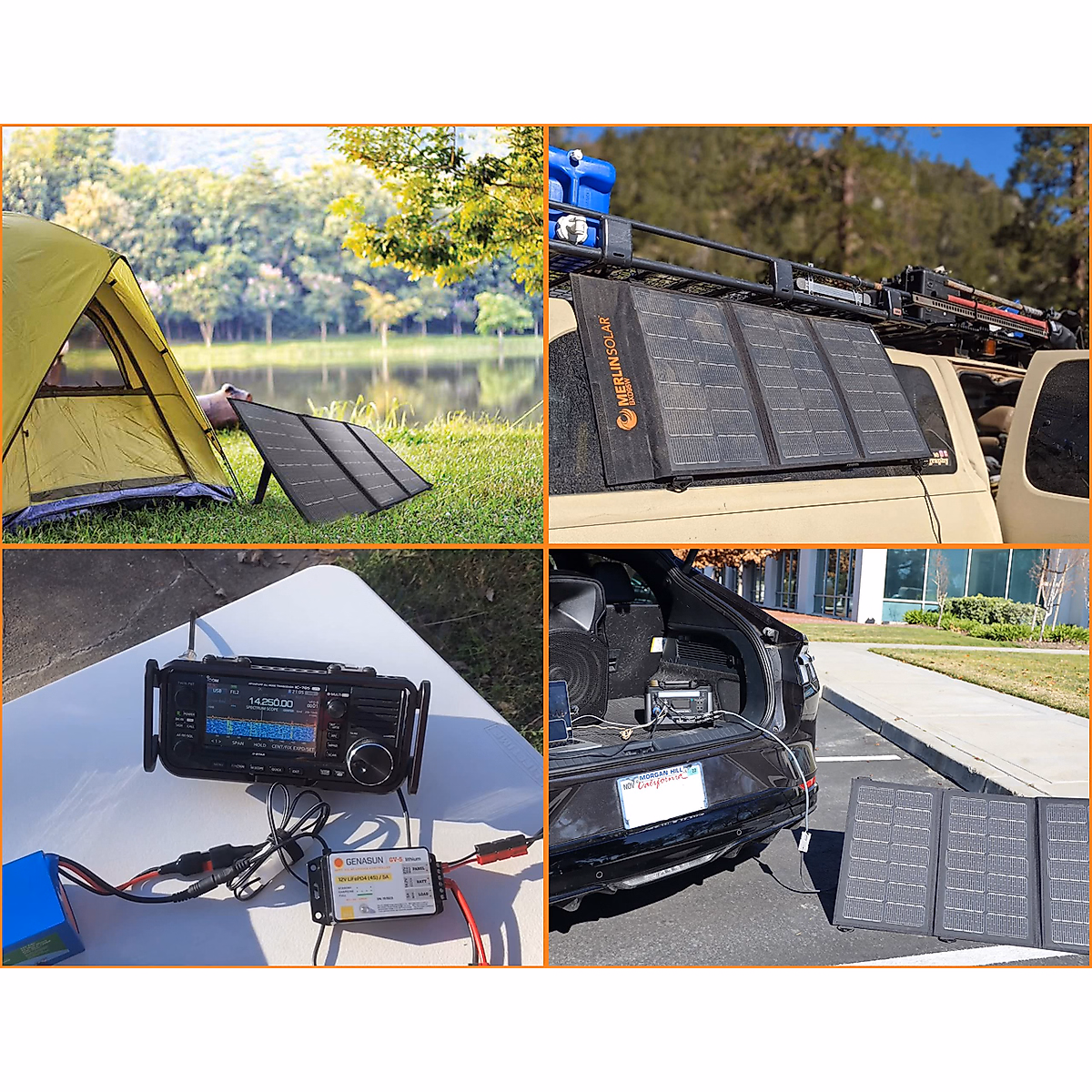 Genasun-Merlin Portable Solar Kit, 100W Foldable Merlin Panel and Genasun MPPT Solar Charge Controller GV-10 to Charge 4S LiFePo4 Batteries or Power Stations. Ideal for RVs, Camping, Marine, Off-Grid.