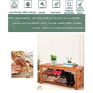 Tenozek 3-Tier Bamboo Shoe Rack Bench Entryway Bench and Shoes Organizer Shoe Storage for Hallway Bathroom Living Room Garden(3-Tiers 90CM, Wood Color)