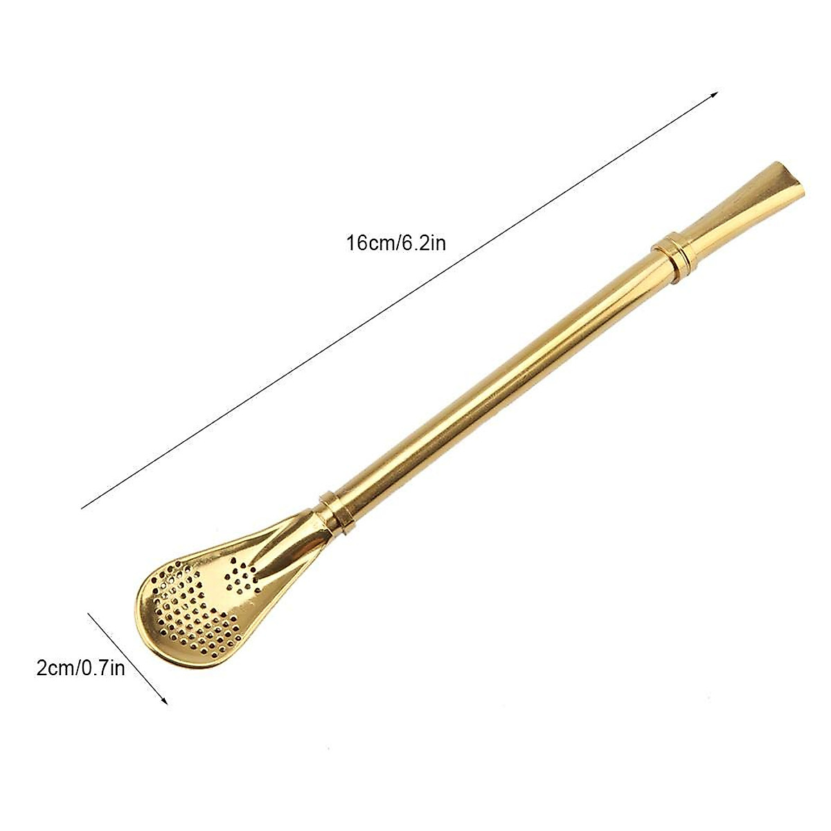 Multi function Drinking Straw, 4 in 1 Design Beverage Straw Tea Filter stirring rod and Fruit Spoon Made of 304 Stainless Steel Food Safety and Easy Maintain for Home Office Cafes Bar (Gold)