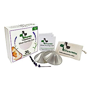 SilverMio The Original Silver Nursing Cups, Nipple Shields for Nursing Newborn, Nursing Silver Breast Pads Breastfeeding Newborn Essentials Must Haves, Baby Essentials (Regular Trilaminate)