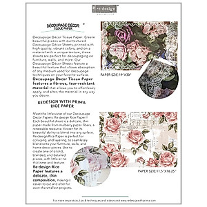 Prima Re-Design Decoupage Decor Tissue Paper 19"x30" 2/Pkg-Floral Parchment Redesign Décor'S Day Decorations,Easter Day,Decorations,Saint Patrick'S Day Gift St Patricks Day Decorations