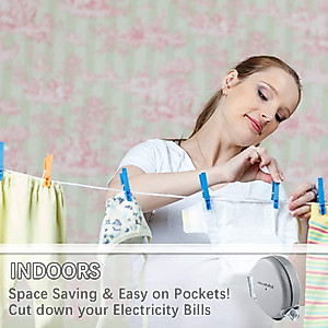 Retractable Clothesline Wall Mounted, Single Extendable Clothes Line Laundry Dryer, Adjustable Heavy Duty Washingline for Indoor Outdoor, Garden, Patio, Laundry - Easy Installation(49FT Grey)