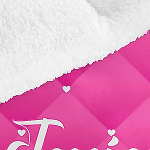 XIUCOO Personalized Pink Heart Print Duvet Cover Sets with Name Bedding Set 3 Pcs Quilt Cover with Zipper for Adult Birthday Gift,Queen Size