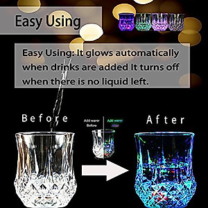 2win2buy LED Cups 4 PACK Flashing Light up Automatic Water Activated Color Changing Wine Whisky Beer Cola Juice Drinkware Mugs Shot Glass for Bar Disco Night Club Party Halloween Christmas, Set of 4
