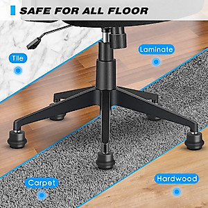 Bell Glides Replacement Office Chair or Stool Swivel Caster Wheels to Fixed Stationary Castors, Office Chair Wheels for Carpet - with Separate Self Adhesive Felt Pads/Chair Feet Wheel Stopper