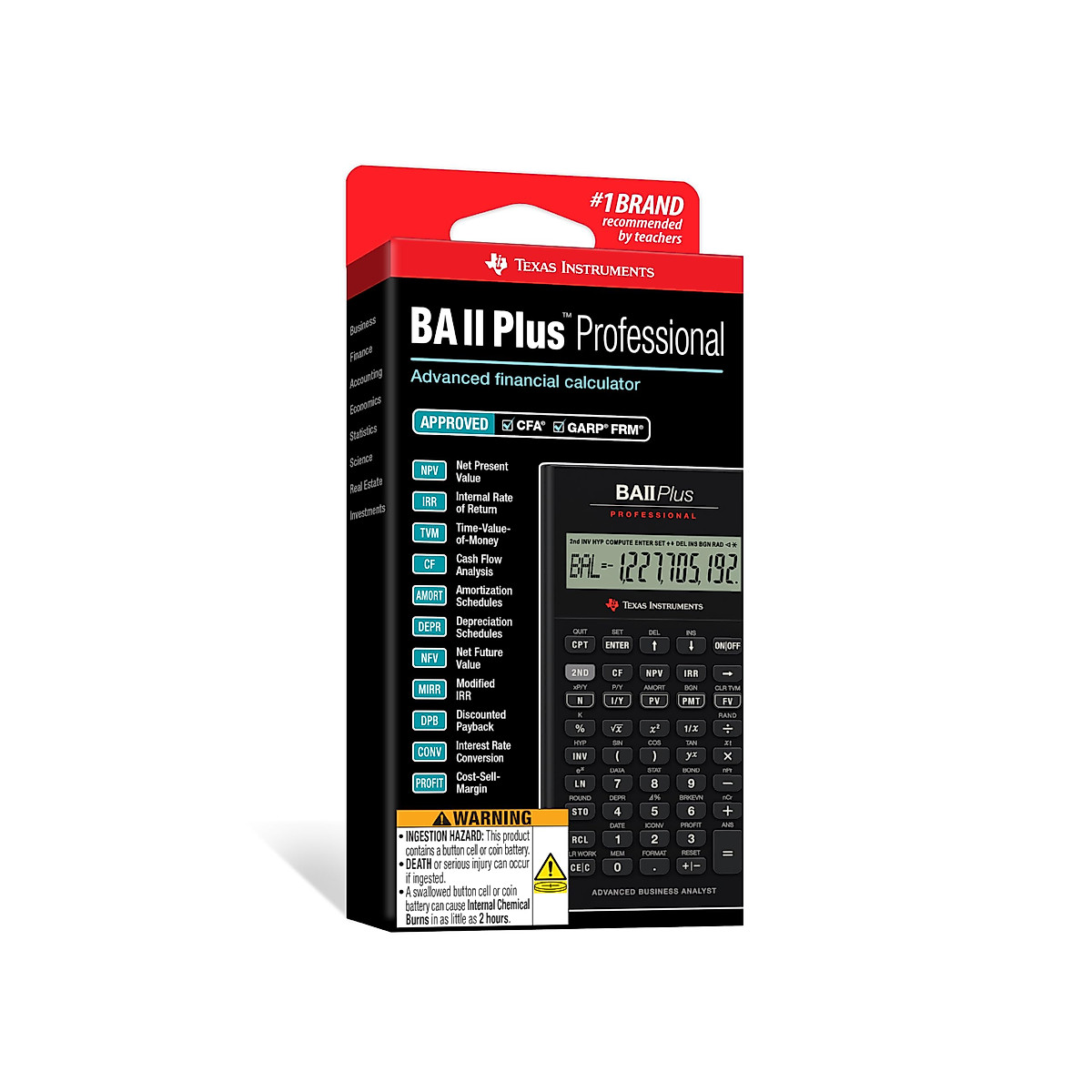Texas Instruments BA II Plus Professional Financial Calculator Silver 9.8 Inch