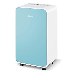 COSTWAY 2500 Sq. Ft Dehumidifier for Basement, 32 Pints Portable Quiet Dehumidifier with Sleep Mode, 24H Timer, Auto Shut Off, Auto Defrost & Drain Hose for Basement Bathroom (Navy)