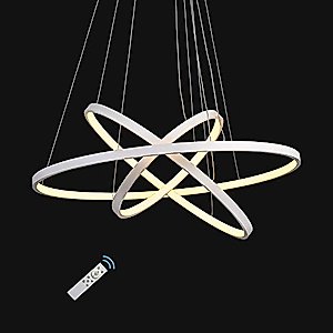 DERALAN Modern Chandelier Lighting Dimmable LED Ceiling Dining Room Chandeliers Contemporary Pendant Lights Fixtures Living Room Hanging 3 Ring Foyer Bedroom Warm White Light White Shade
