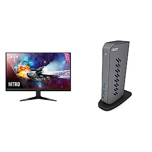 Acer Nitro QG241Y Pbmiipx 23.8" FHD Monitor with AMD FreeSync Premium, Up to 165Hz, DP 1.2, HDMI 2.0 & HDMI 1.4 USB 3.0 Dock U301, 2 x HDMI | 1 x USB 3.1 | 4 x USB 2.0| 2 x USB 3.1 Gen 1