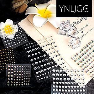 YNLJGC Face Gems Eye Jewels Rhinestones Gems Crystals Pearls Stickers Festival Diamonds for Face Makeup Euphoria Diamonds Hair Body Rhinestones Gems Jewels for Eyes Stickers Stick on Women Decorations