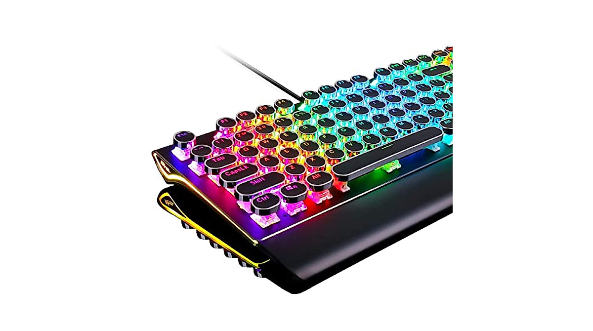 RK ROYAL KLUDGE S108 Typewriter Style Retro Mechanical Gaming Keyboard ...