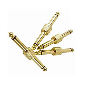 VSN Professional Guitar Pedal Connector, 1/4 inch Copper Guitar Effects Pedal Coupler Straight Type, Gold Plated (4 Pack) …