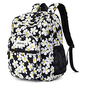 abshoo Classical Basic Womens Floral Backpack For College Water Resistant Bookbag (Floral Black)