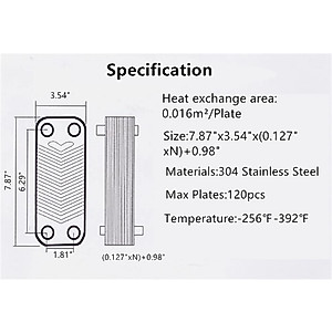 KK5 Brazed Plate Heat Exchanger Water to Water with Copper and SS304 Stainless Steel Plates for Floor Heating, Water Heating, Snow Melting
