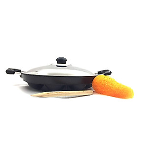 G and D Aluminum 12 Cavity Non-Stick Appam Patra 2 Side Handle with Stainless Steel Lid Paniyaram Appam Pan Maker Gas stove Compatible