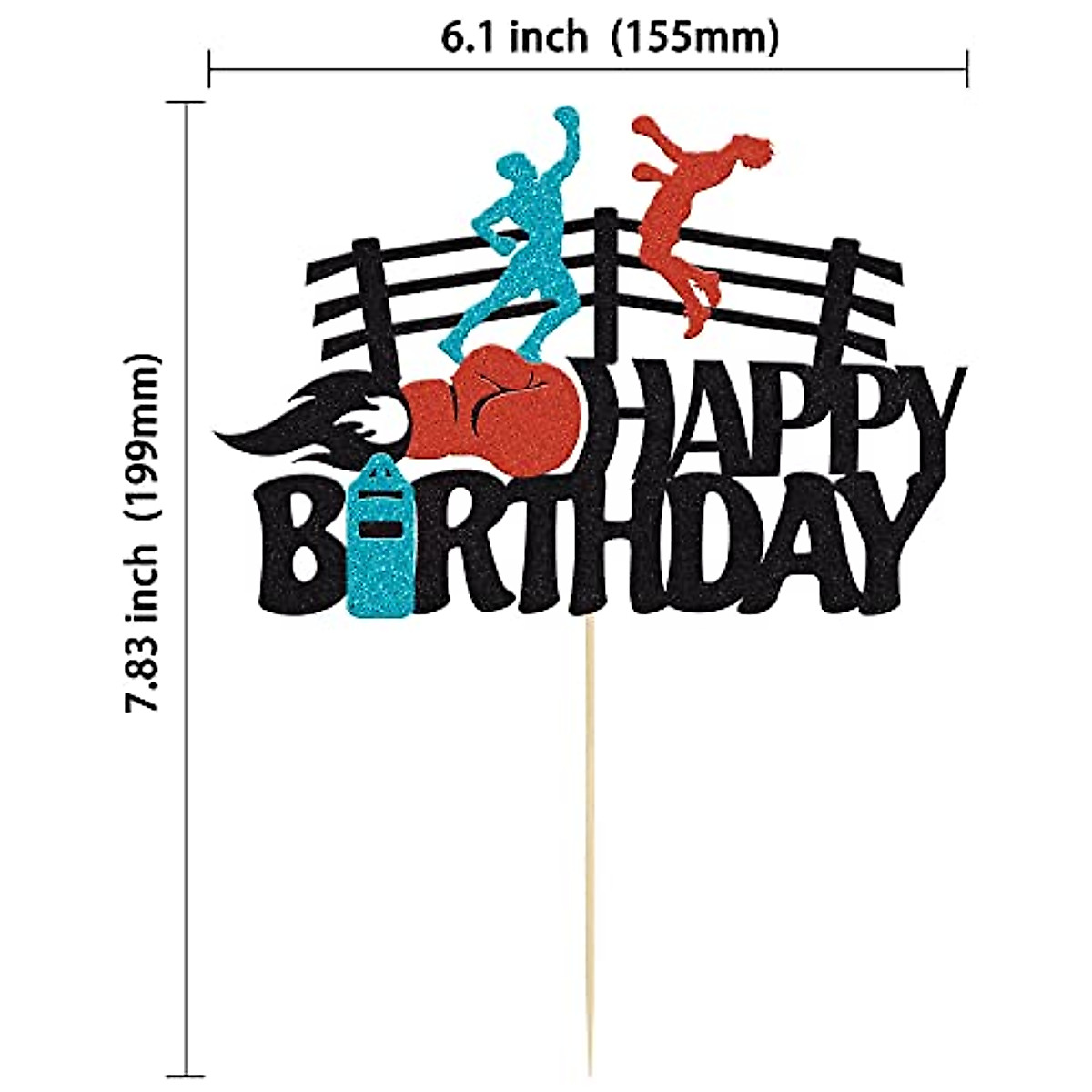 Gyufise 1 Pack Boxing Cake Topper Boxing Decorations Bout Pugilist Infighter Beat Boxing Platform Punching Bag Glove Themed Men Kids Boy Girl Birthday Party Cake Decor Happy Birthday Event Supplies
