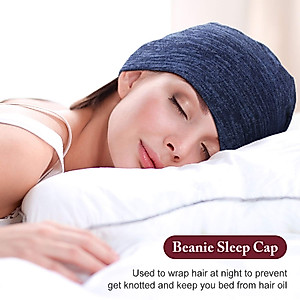 SATINIOR 6 Pieces Satin Lined Sleep Slouchy Cap, Hair Cap for Sleeping, Girl Headwear for Frizzy Curly Hair Women (Black, Dark Blue, Gray, Light Gray, Wine Red, Rusty Red)