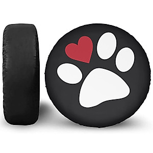 Delerain Dog Paw Print Spare Tire Cover for RV Trailer SUV Truck and Many Vehicle, Wheel Covers Sun Protector Waterproof (15 Inch for Diameter 27"-29")