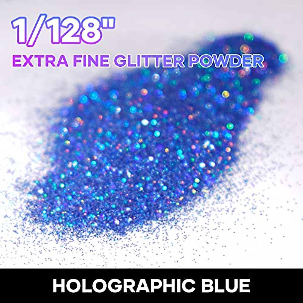 HTVRONT Holographic Extra Fine Glitter - 200g/7oz Royal Blue Glitter for Crafts, 0.2mm Ultra Fine Glitter for Resin, Iridescent Glitter Powder for Nails, Tumblers, Cosmetic, Craft Glitter Shaker Jar
