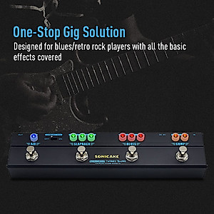 SONICAKE Guitar Multi Effect Pedal Overdrive Compressor Delay Reverb Guitar Pedal Twiggy Blues Vintage Blues Retro Rock Tone With Cab Sim