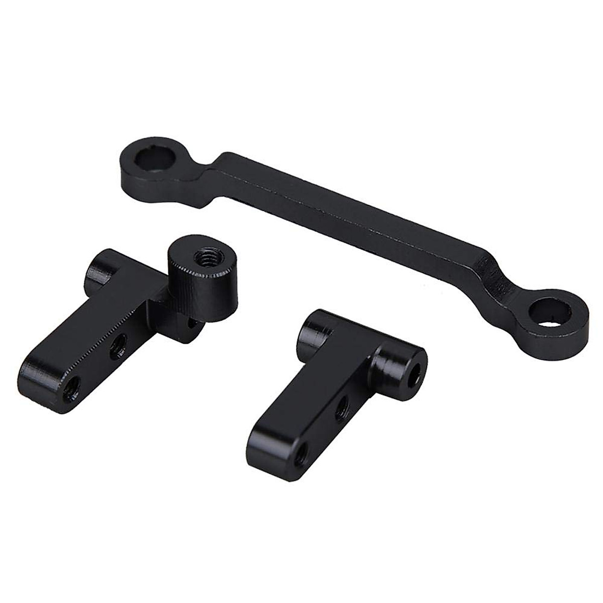 Woyisisi RC Steering Assembly, Aluminum Alloy Steering Assembly Kit Accessory Fit for WL A959 A979 A969 1/18 RC Car(Black)