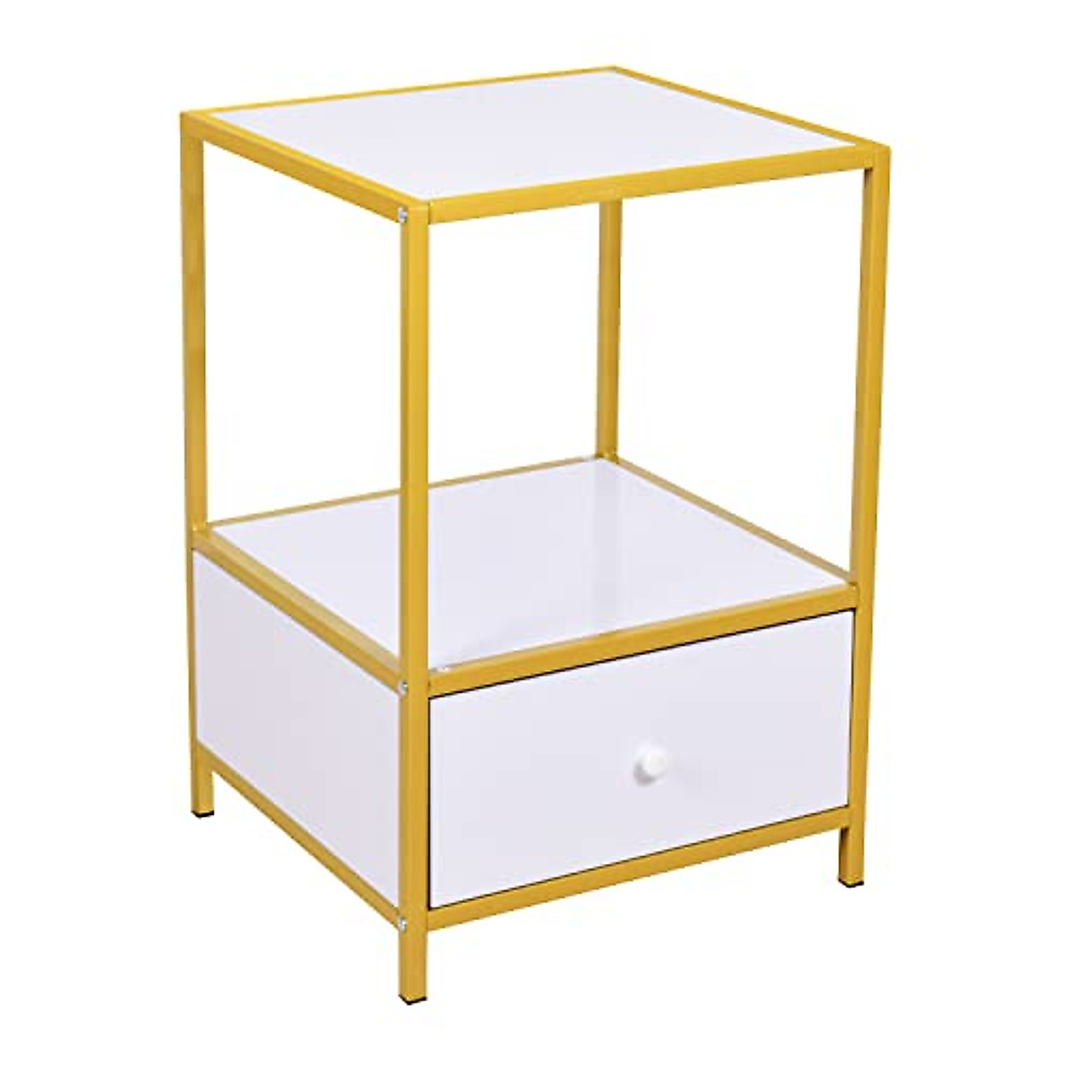 RAAMZO 2-Tier White Finish Nighstand Side Table with Drawer 23.5" H