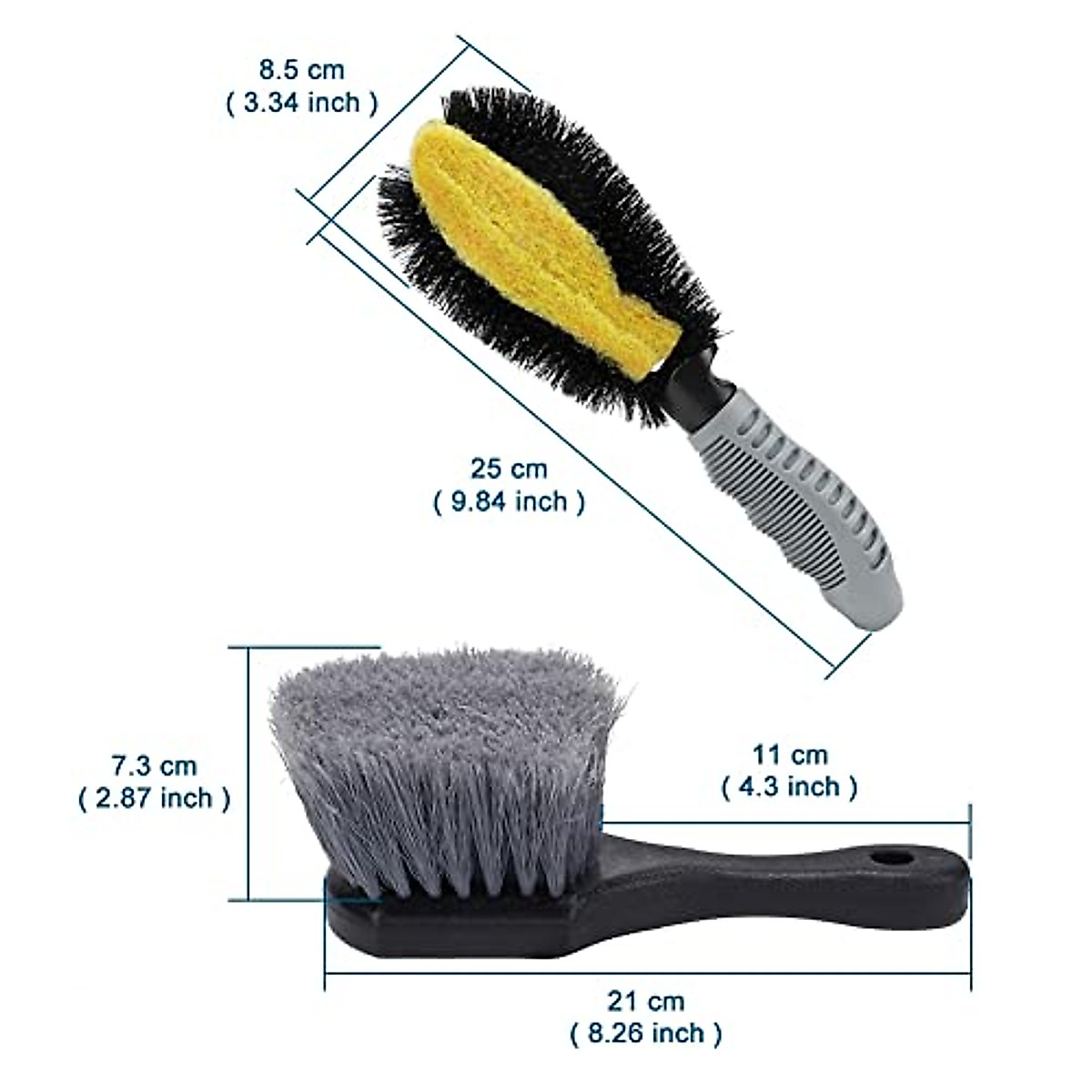 JSCARLIFE Car Wheel & Tire Brush, Wheel Cleaner Brush Kit, Car Care Brush, Deep Scrub Car Wash Brus, Car Washing Brush Multipurpose use for Tire, Motorcycle, Metal Surface