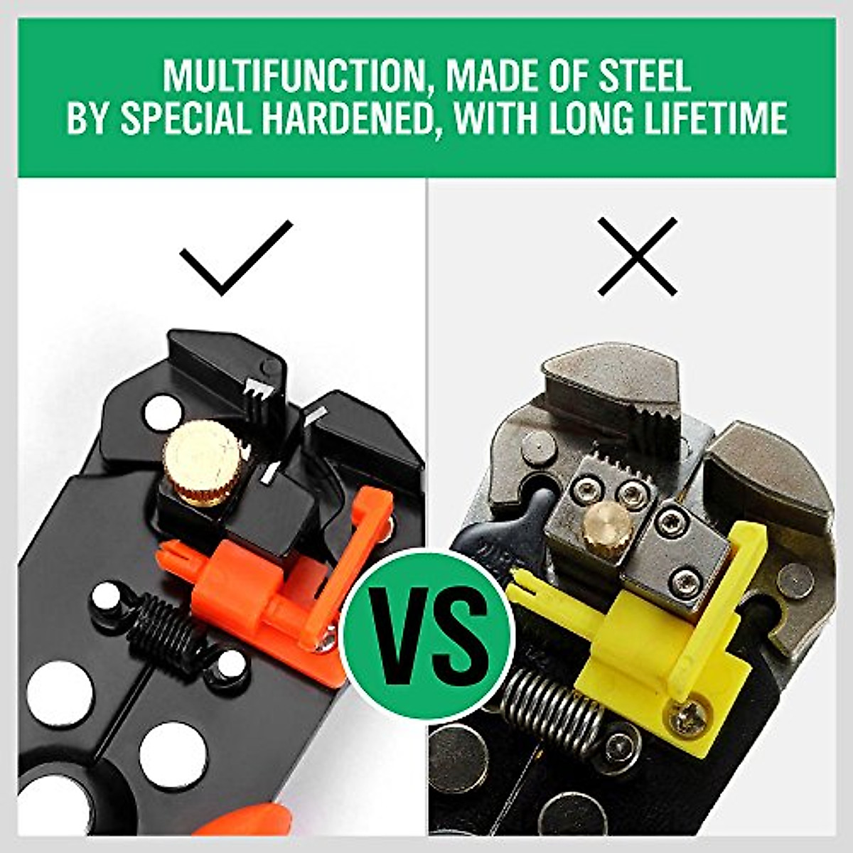 HORUSDY Wire Stripping Tool, Self-adjusting 8" Automatic Wire Stripper/Cutting Pliers Tool for Wire Stripping, Cutting, Crimping 10-24 AWG (0.2~6.0mm²)