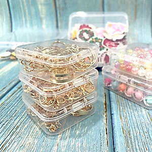Oarolloy 16 Pieces Small Plastic Containers with Lids 4 Mixed Sizes Clear Empty Storage Boxes for Small Items, Craft Projects