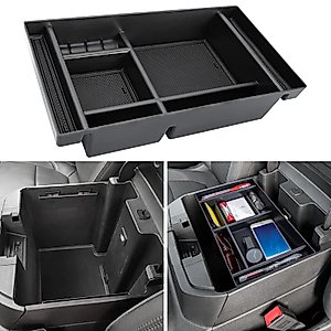 PIMCAR Center Console Organizer Compatible with 2019-2022 Chevy Silverado 1500/GMC Sierra 1500 & 2020-2023 Chevy Silverado/GMC Sierra 2500 HD/3500 HD (Full Console w/Bucket Seats ONLY) Black Trim