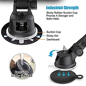 WixGear Phone Holder for Car, Universal Dashboard Windshield Phone Car Suction Cup Mount Holder for Cell Phone 360 Degree Rotation Compatible with iPhone Xs/XS Max / 8/7 / 6, Galaxy S and More