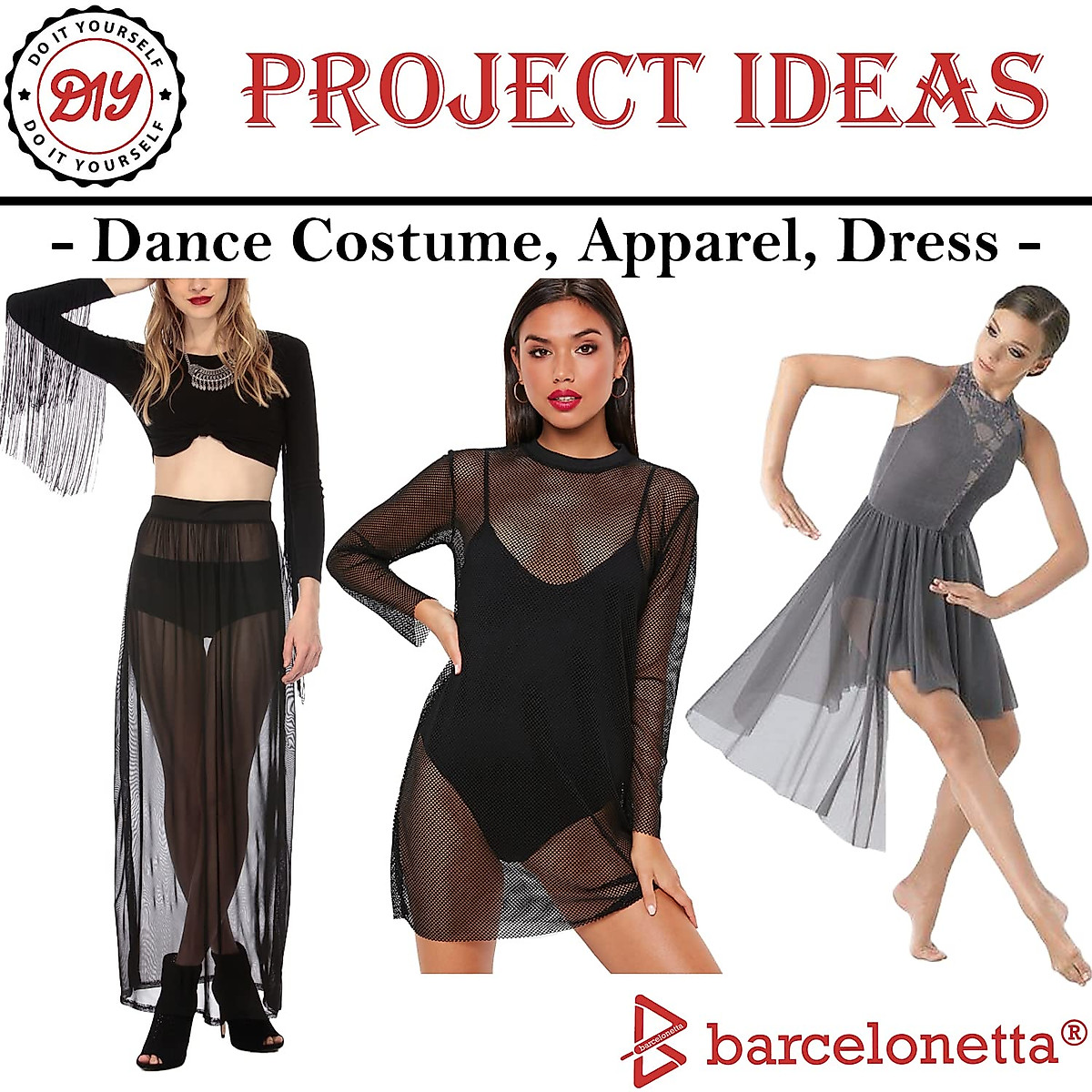 Mesh Fabric | 5 Yards | 4-Way Stretch | Dancewear, Activewear, Sportswear Fabric | 60" Wide Roll | Lightweight, Sheer Fabric | 90% Nylon, 10% Spandex | Apparel, Lingerie, Costume (Grey)