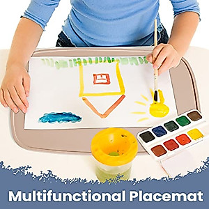 Potchen 6 Packs Silicone Placemat for Baby Toddler Non Slip Kids Placemat Reusable Baby Food Table Mat Portable Kids Placemats for Dining Table Kids Restaurant Placemat