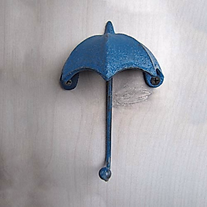 TG,LLC Treasure Gurus Cast Iron Blue Umbrella Swivel Wall Hook Kitchen Towel Hanger Key Chain Raincoat Holder
