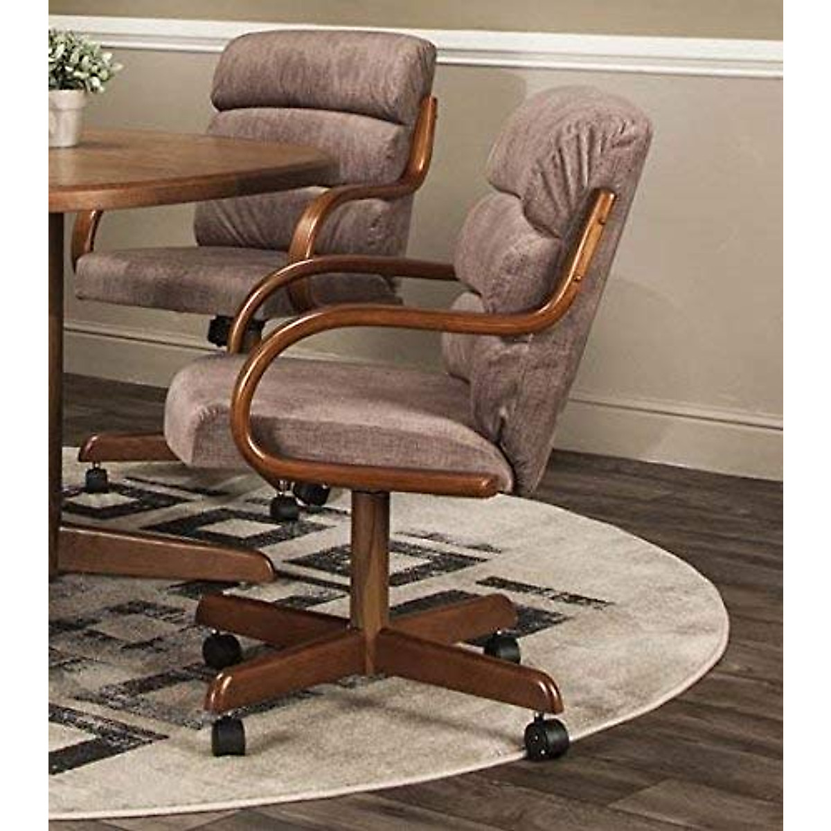 Caster Chair Company Hamilton Swivel Tilt Caster Dining Arm Chair in Tawny Microsuede (1 Chair)