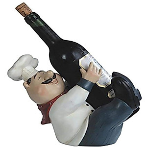 StealStreet Chef Holding A Wine Bottle Figurine, 8"