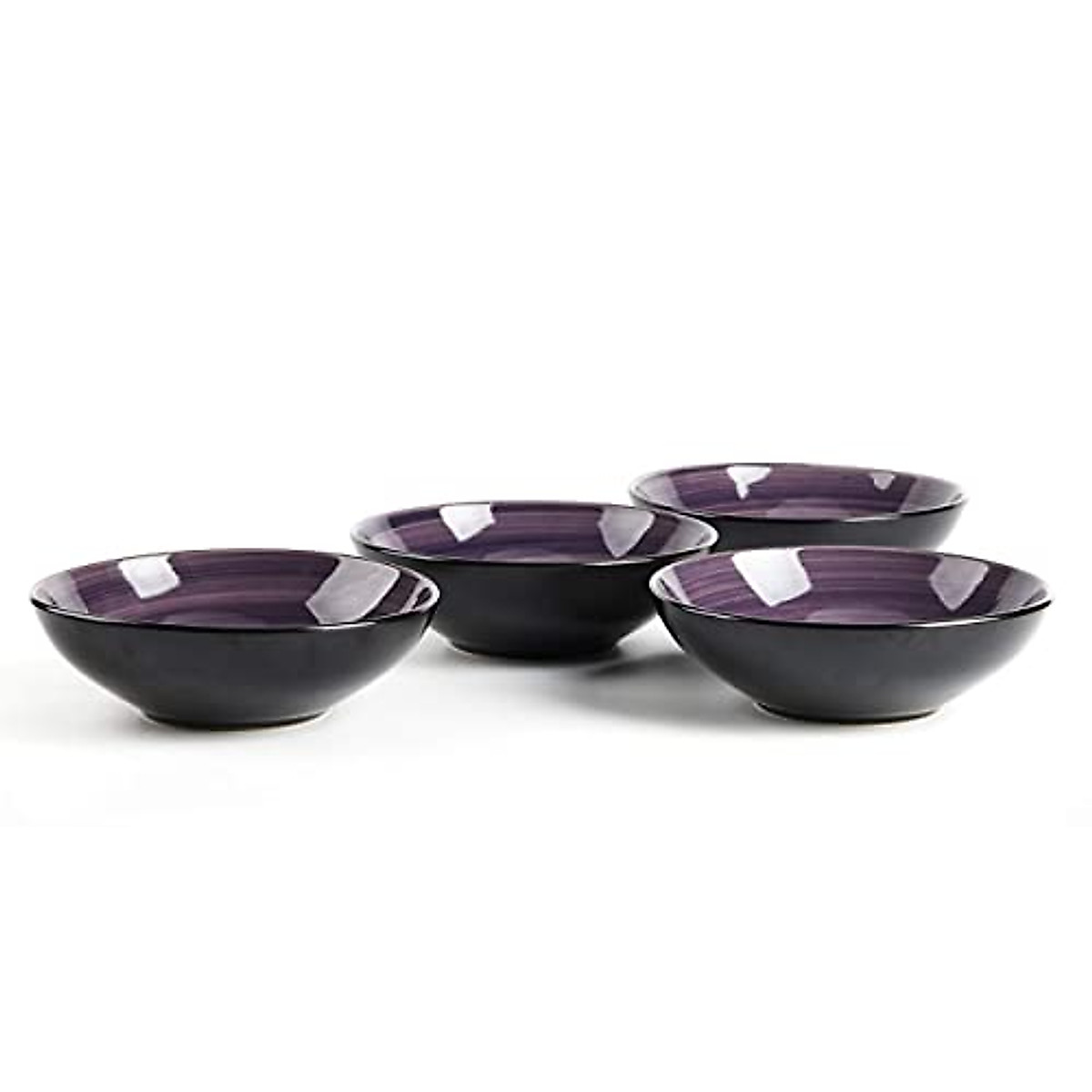 HomeVss, Stoneware Sonoma 16pc Dinnerware Set, Black + Speckled Spin Wash Purple, 16pc Set