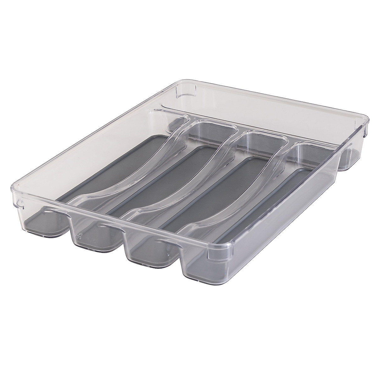 Kitchen Details 23195 Utensil and Cutlery Drawer Organizer, Divider, Tray, Storage, 5 Compartment, Clear
