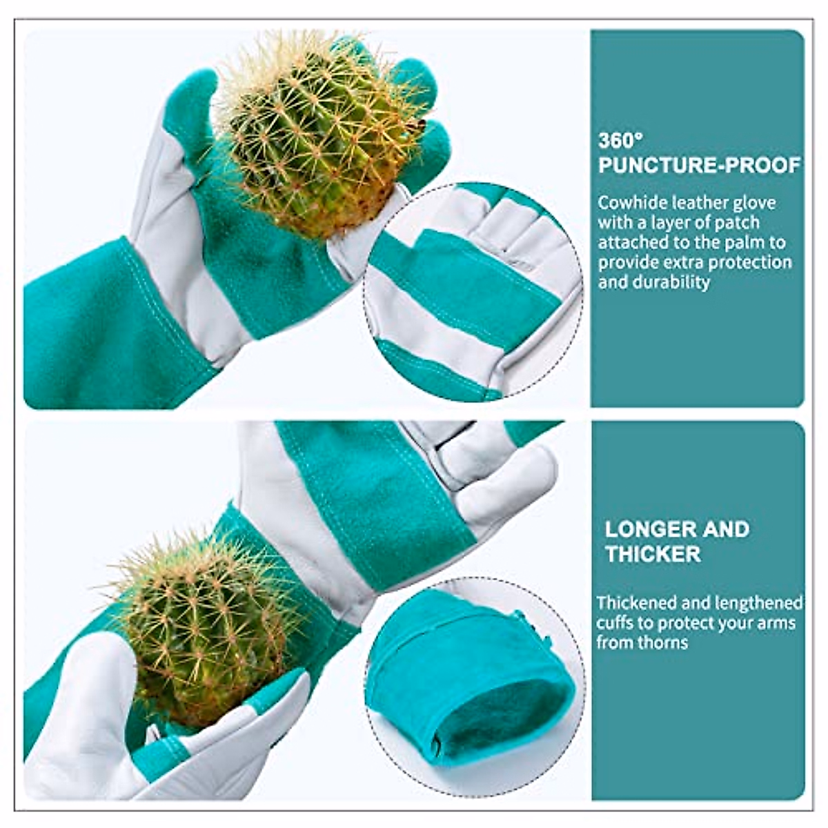 HODUP Gardening Gloves, Rose Pruning Gloves Thorn Proof, Long Cowleather Gauntlet Yard Work Gloves with Adjustable Cuffs