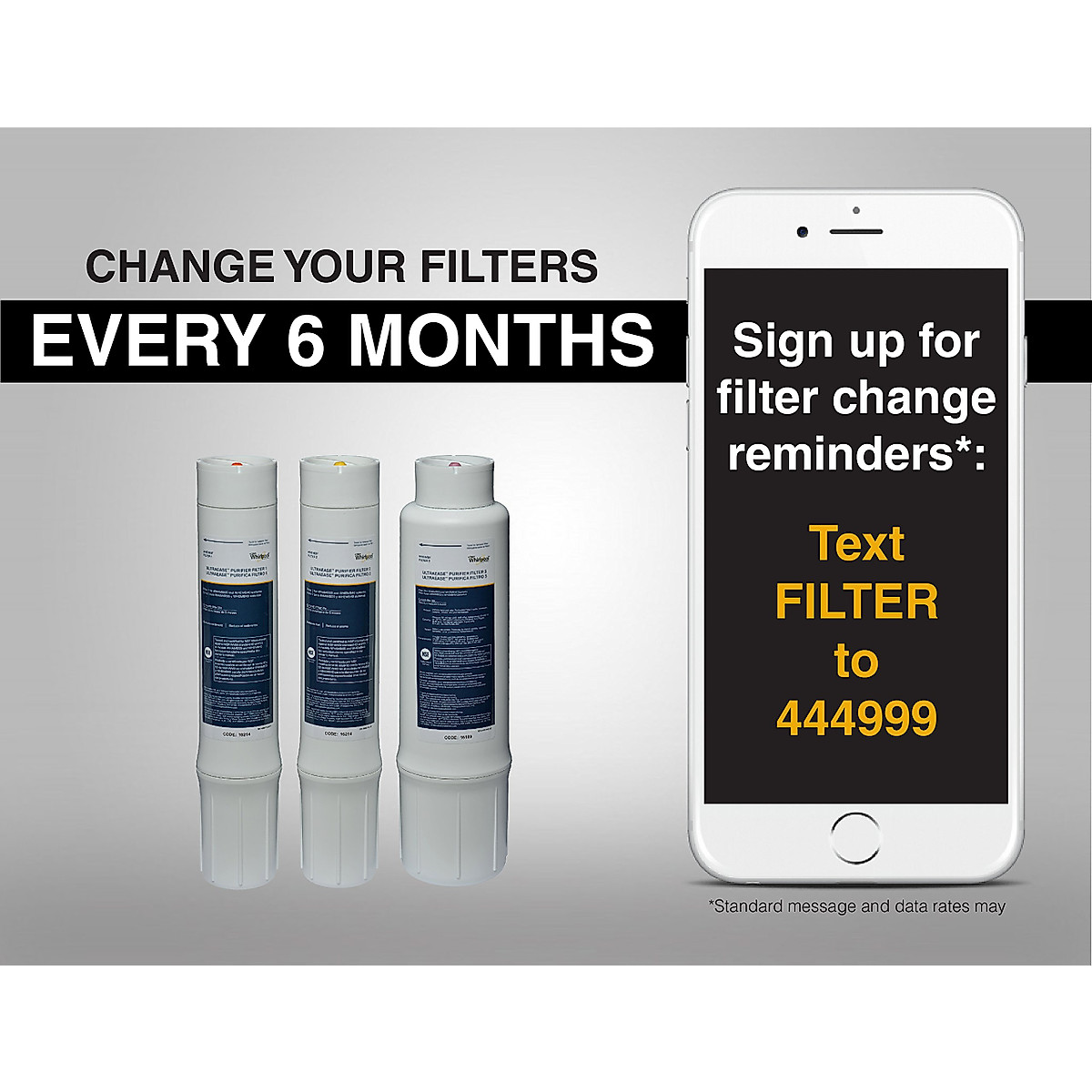 Whirlpool WHEMBF Replacement Filter Set Fits WHAMBS5 & WHEMB40 Filtration Systems | Extra Long Life | Easy to Replace UltraEase Filter Cartridges | 1 Count (Pack of 1), White