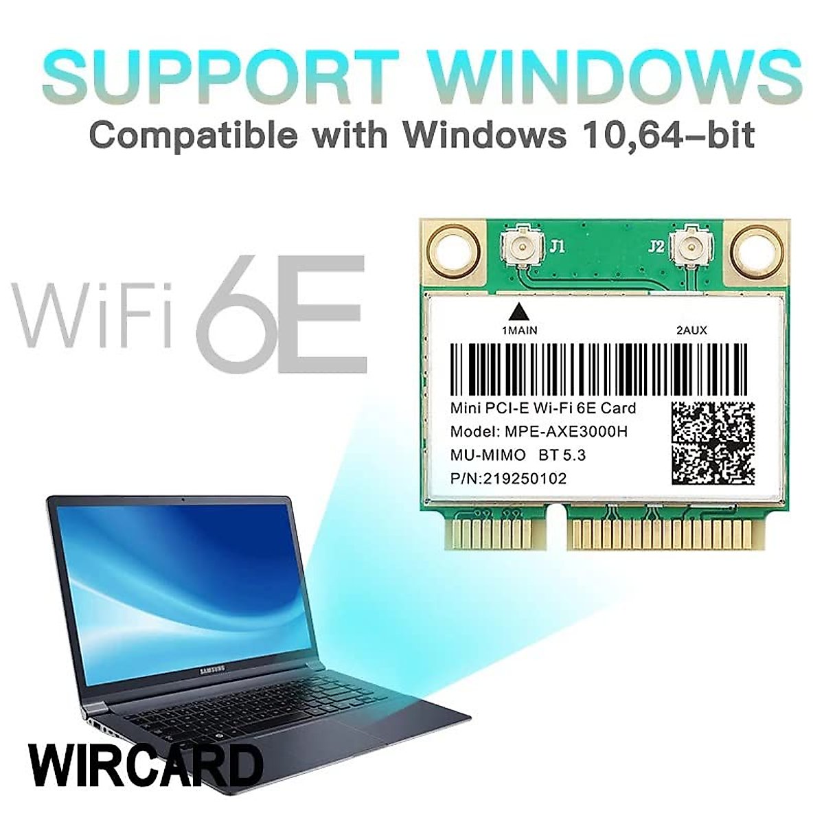 Teday WiFi 6E 3000Mbps Bluetooth 5.2 AX210HMW MPE-AXE3000H for Intel AX210 Wireless Mini PCI-E WiFi Card 802.11ax/ac 2.4G/5Ghz Adapter Than AX200