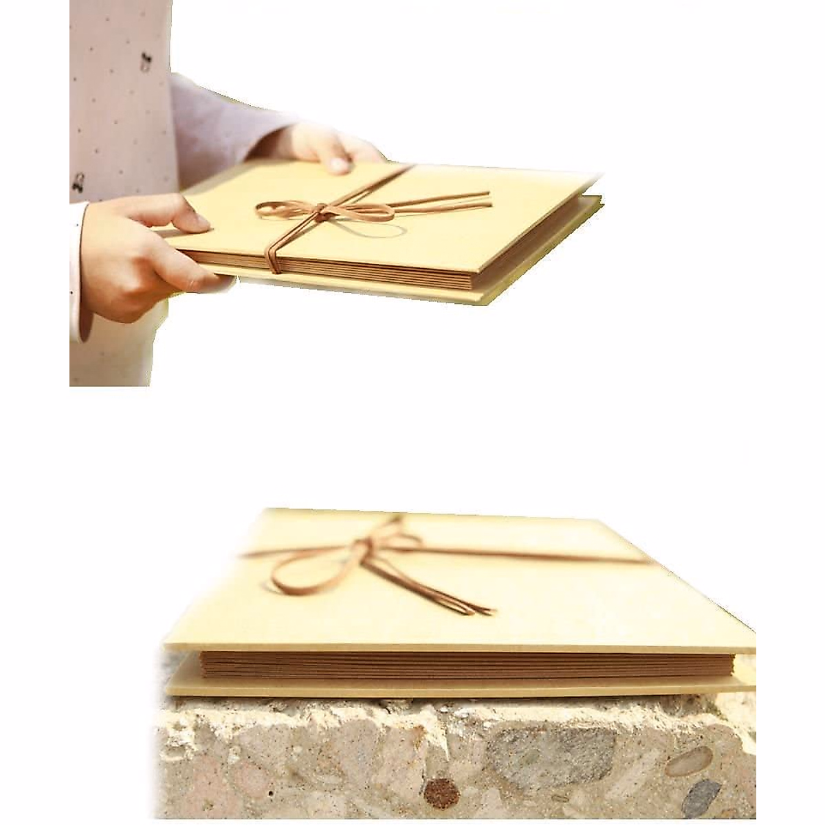 Stretchable Folding DIY Photo Album 11 x 8 inches Large Size A4 Notebook Hardcover Kraft Paper Scrapbook Anniversary Sketchbook Wedding Guest Book Birthday Valentine Gift Student Graduation Albums