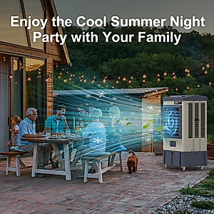 MEPTY 4800 CFM Portable Swamp Cooler, Evaporative Air Cooler with Continuous Auto Fill, Evaporative Cooler for Commercial, Industrial, Garage, Patio, Outdoor Use, 41Inch, 970sq.ft, Scroll Casters