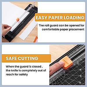 ISDIR Paper Cutter Slicer, 12 Inch Paper Trimmer Scrapbooking Tool Supplies with Security Safeguard and Side Ruler, Portable Paper Slicer for Craft Paper, Label, Photo, Cardstock